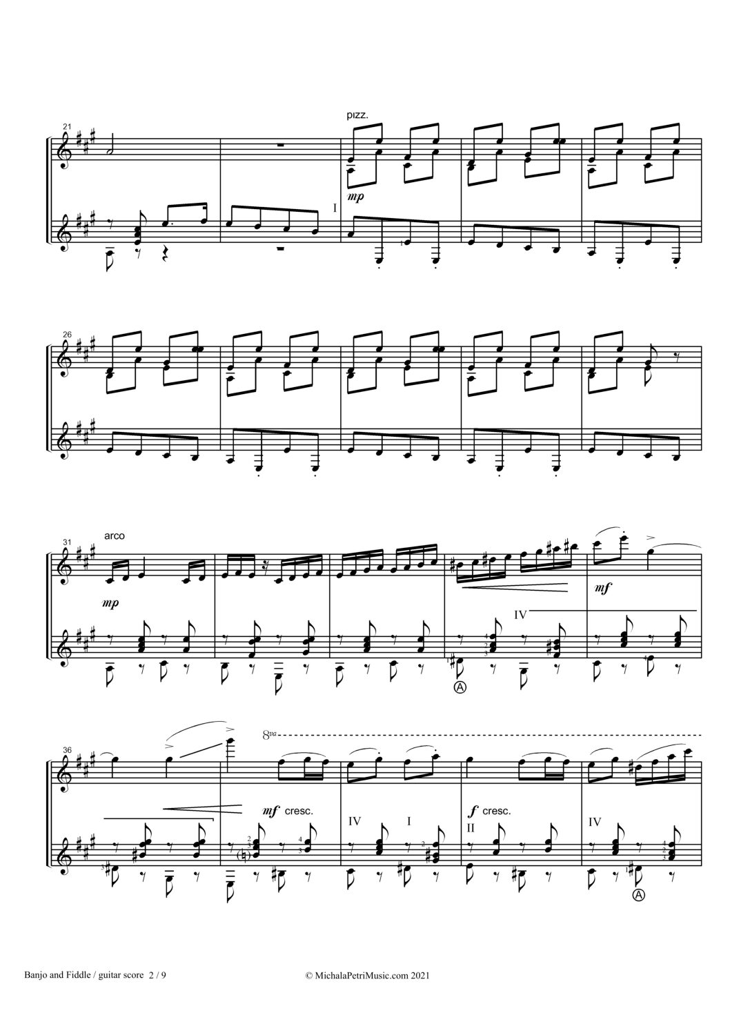 Kroll: BANJO AND FIDDLE for violin and guitar – MichalaPetriMusic.com